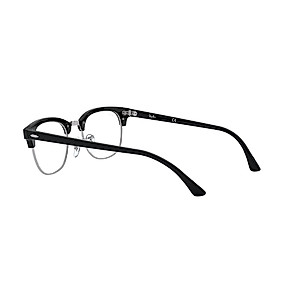 Ray-Ban RX5154 Clubmaster Square Prescription Eyeglass Frames, Black/Demo Lens, 51 mm