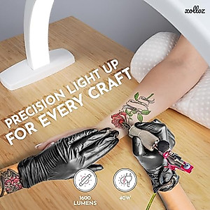 XOLLOZ Half-Moon LED Manicure Lamp - 1600 Lumen Desk Light for Nails, Tattoo & Lash Techs (White)