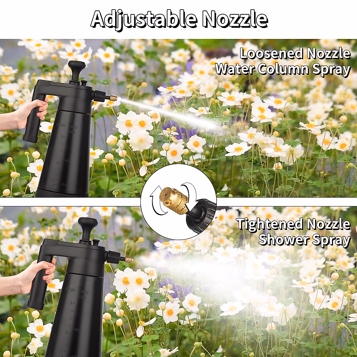 KBCSUN 0.4 Gallon Garden Pump Sprayer with Adjustable Nozzle, Handheld Pressure Sprayer in Lawn and Garden, Car Wash Spray Bottle Plant Water Mister for Indoor Watering Home Cleaning (Black)