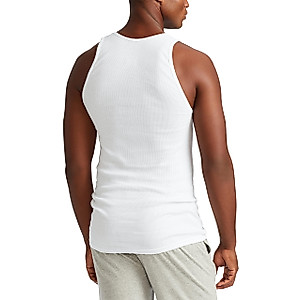 POLO RALPH LAUREN Men's Classic Fit Cotton Tanks 3-Pack, White/Cruise Navy, Large