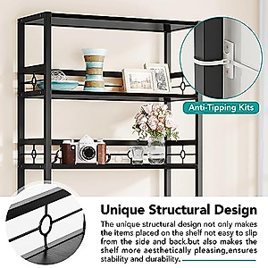 Tribesigns 71" Tall Bookshelf, Modern 6-Tier Etagere Bookcase, Freestanding Open Book Shelves, Wood and Metal Storage Display Rack, Unique Shelving Unit for Home Office, Living Room, Black