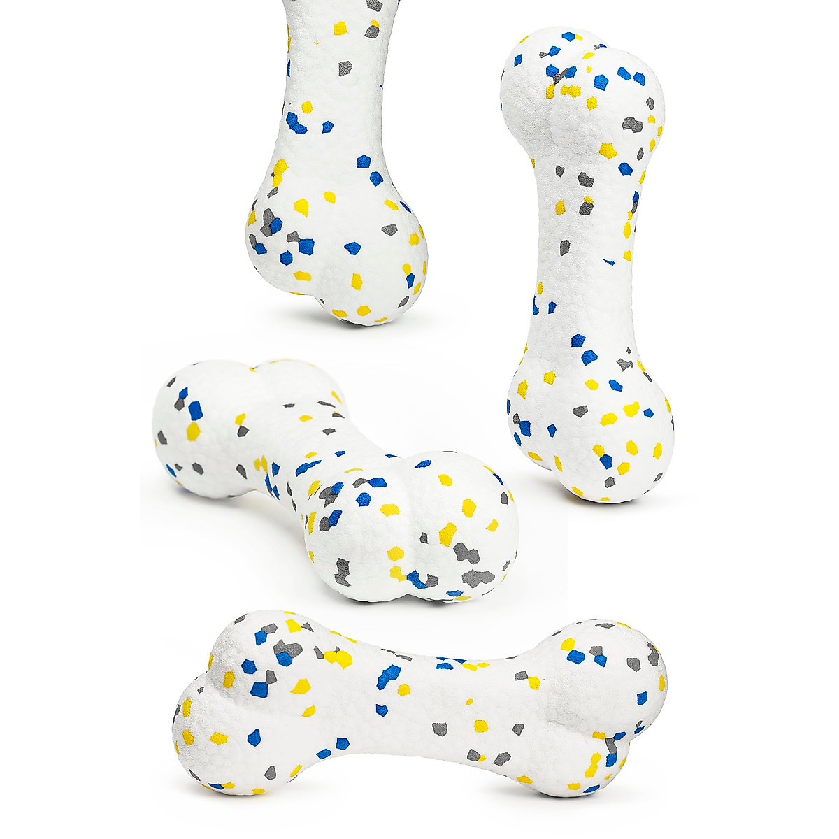 Moonorange Upgrade Bone Dog Balls Tough Dog Toys for Aggressive Chewers, Indestructible Chew Bone Toy Tennis Balls for Large Breed (White)