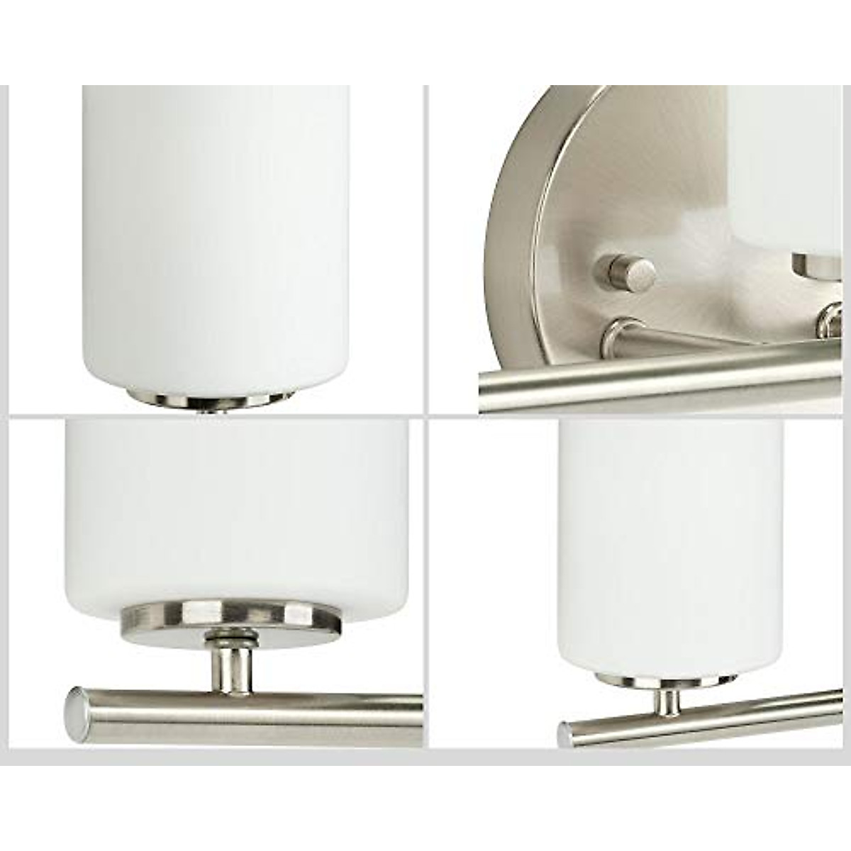 Replay Collection 2-Light Etched White Glass Modern Bath Vanity Light Brushed Nickel