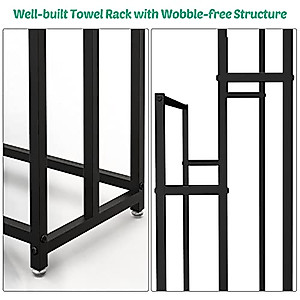 FoverOne 45" Tall Freestanding Towel Rack, 3 Tier Floor Standing Towel Holder Blankets Rack, Oversized Bath Towels Drying Rack for Bedroom Bathroom or Pool - Black