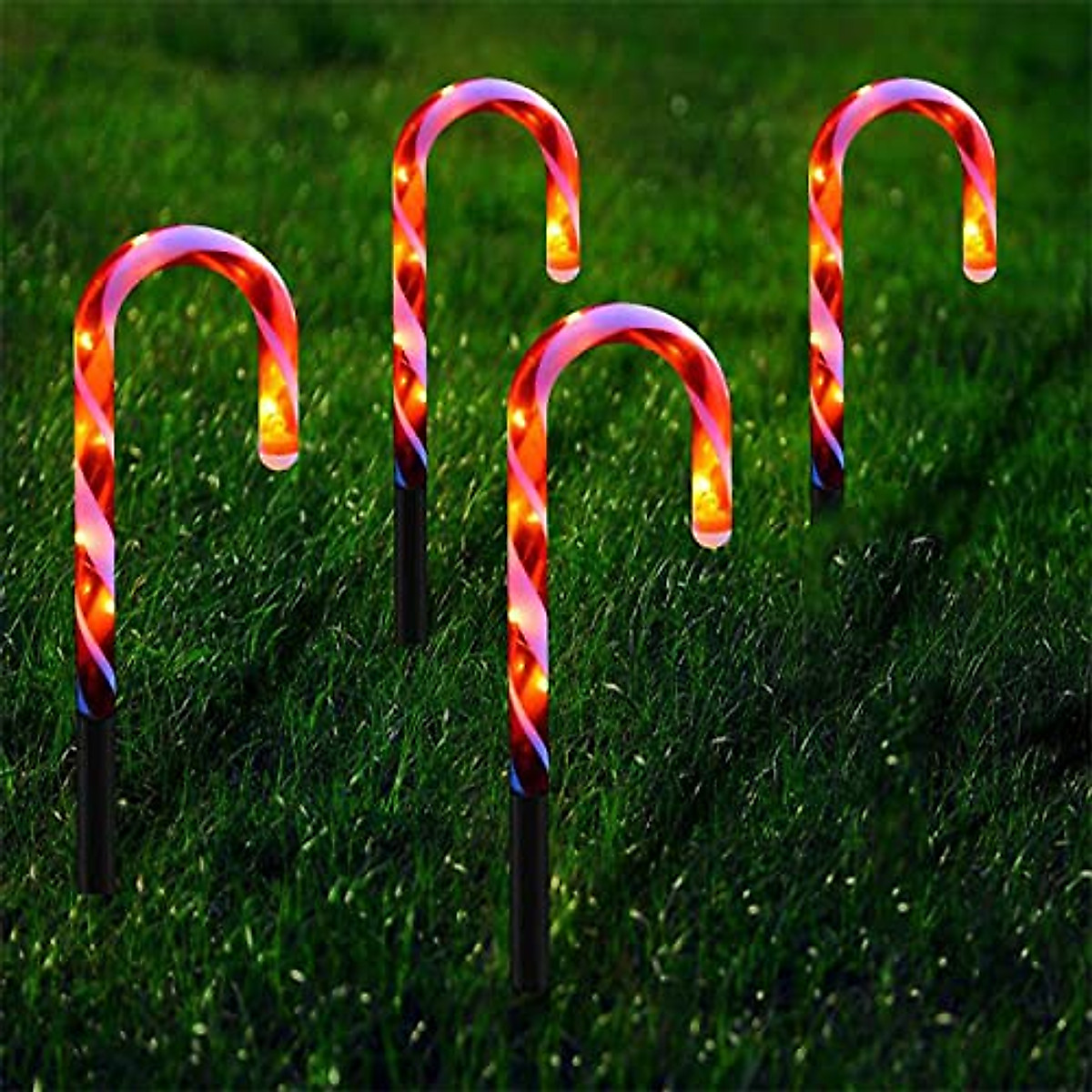 Christmas Candy Cane Lights,5pcs Solar Christmas Candy Cane Light， Outdoor Waterproof Christmas Day Light， LED Home Garden Passage Courtyard Lawn Decoration Light