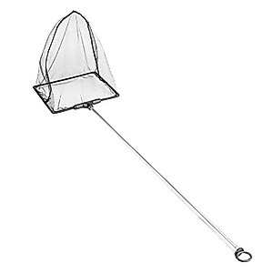 Lpraer Aquarium Fish Net 5" x 6" Fish Net with Extendable 7.4"-16.3" Telescopic Stainless Steel Long Handle Fine Mesh Fish Net for Fish Tank