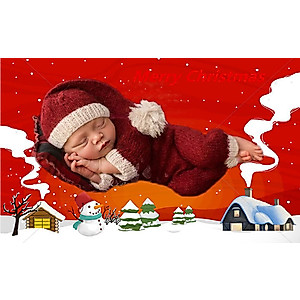 Christmas Newborn Baby Photo Shoot Props Outfits Crochet Clothes Santa Claus Red Hat Pants Photography Props