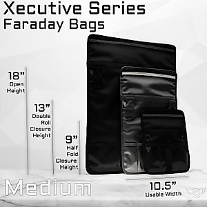 Xtreme Sight Line ~ Xecutive Faraday Bag for Tablets and Other Medium Size Electronics ~ Data Security for Executive Travel ~ Shoulder Strap Included ~ Tracking/Hacking Defense