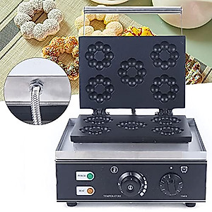 Commercial Non-Stick Waffle Donut Machine Plum Flower 5 Holes Double-Sided 1500W Electric Doughnut Maker For Baking Delicious Donuts