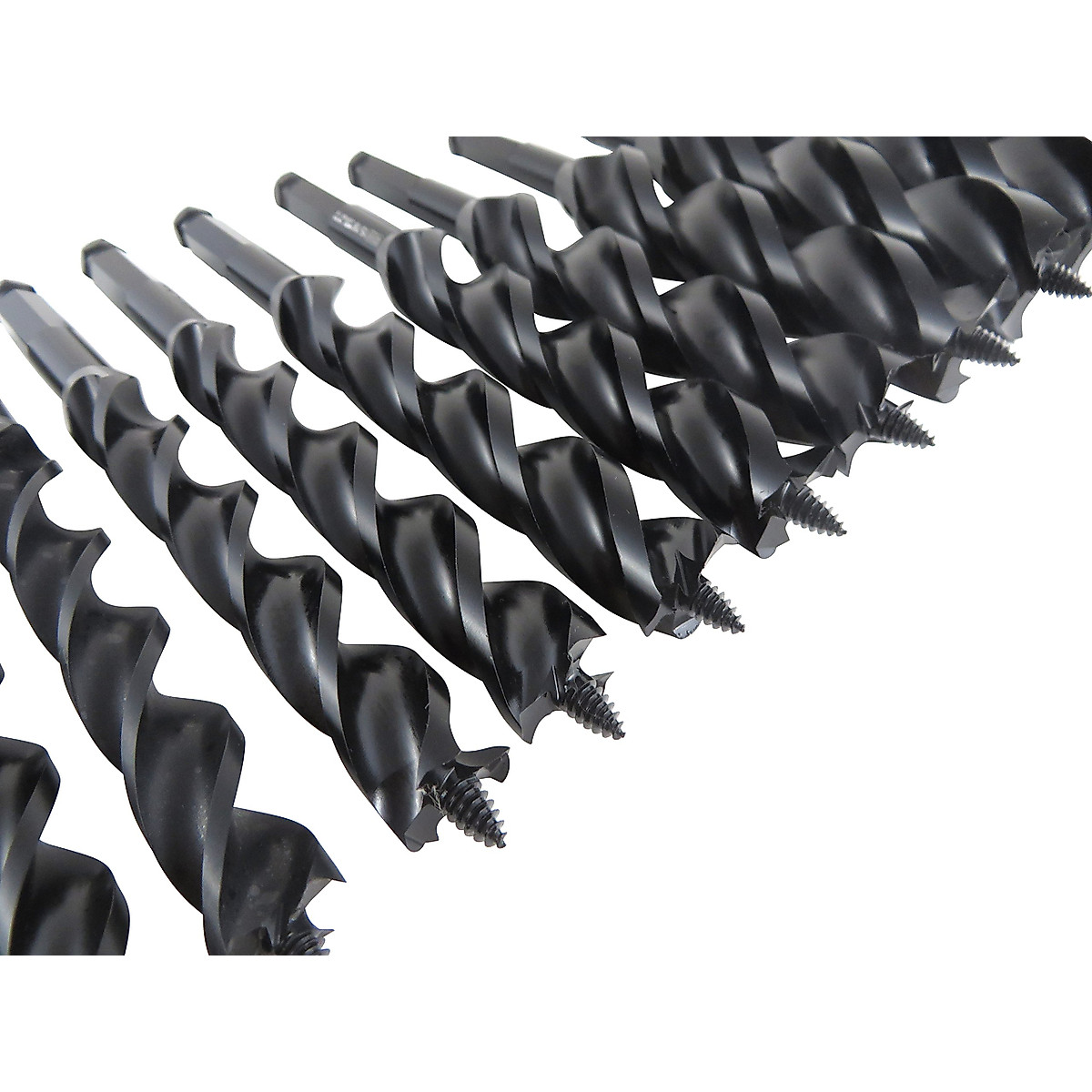 WoodOwl 15 Piece Set with 3/8" to 1-1/2" by 1/8ths x 7-1/2” Long Ultra Smooth Tri Cut Auger Hand Brace Boring Bit PTEE coated 09703-09719