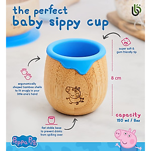Peppa Pig Toddler Cup for Kids – 150ml Bamboo Cup for Baby with Silicone Liner | Transition Sippy Cup | Snack Cup | Ideal for Baby-Led Weaning | Promotes Drinking and Oral Motor Skills