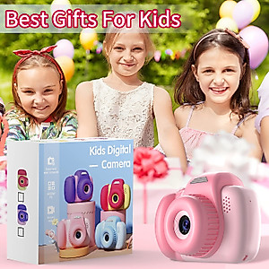 Kids Camera, HAONIU 48MP Digital Dual Camera Kids Toys for Boys/Girls 3-12 Years Old, Kid Selfie Camera with 2.0 Inch IPS Screen, 32GB SD Card, 1080P HD Video Cameras for Toddler Birthday Gifts (Pink)