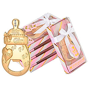 24 PCS Baby Bottle Opener Favors Baby Shower Party Favors Baby Girl Shower Gifts Decorations Souvenirs for Guest (Pink, 24)