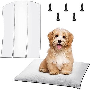 Self Heating Pet Pad and Plastic Door for Peaked Roof Dog House, PVC Dog Door Replacement Flaps, 24 x 18 Inch Thermal Pet Mat with Soft Sherpa Top for Outdoor Indoor Dog House (13.4 x 20.5 Inch)