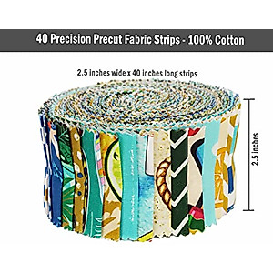 Soimoi 40Pcs Summer Print Cotton Precut Fabrics for Quilting Craft Strips 2.5x42inches Jelly Roll - Multicolor