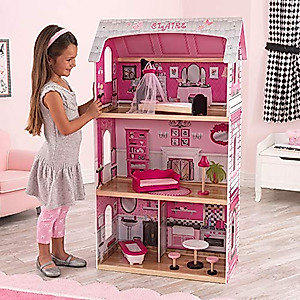 KidKraft Bonita Rose Dollhouse - Colorful Toddler Toy for 12 Inch Dolls Real Wood, Gift for Ages 3+ 25.25" x 12.5" x 44.9"