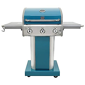 Kenmore 3-Burner Outdoor BBQ Grill, Teal & PA-20281 BBQ Grill Cover, Heavy Duty Weatherproof Fabric for Outdoor Patio Backyard, Fits Grills up to 56" Width, Black