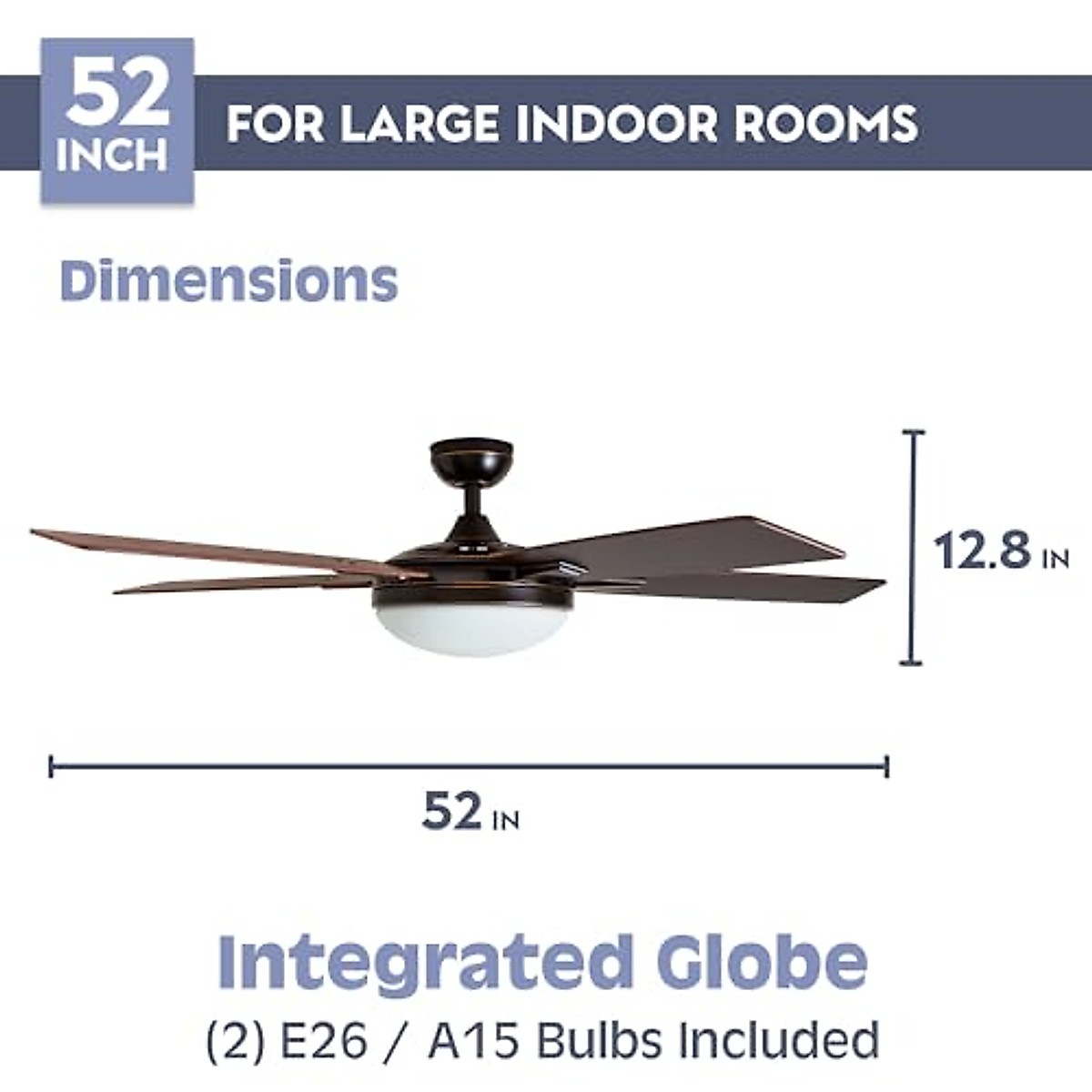Prominence Home Emporia, 52 Inch Contemporary Indoor LED Ceiling Fan with Light, Remote Control, Dual Mounting Options, Dual Finish Blades, Reversible Motor - 51022-01 (Espresso)