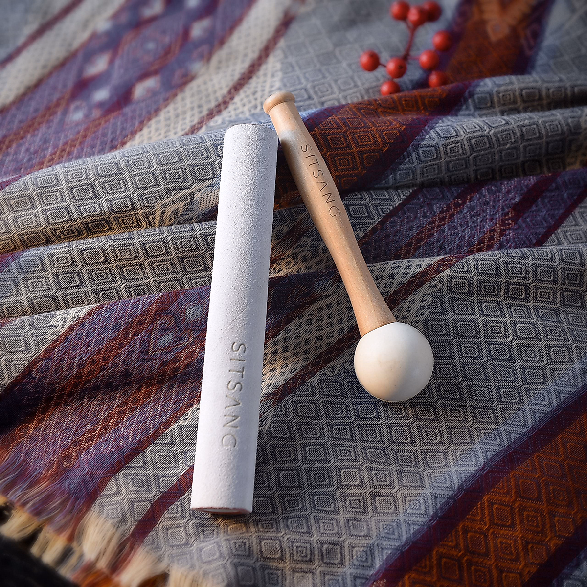 SITSANG Purple B Note Crystal Singing Bowl Crown Chakra 6 inch with Sponge Padded Bundle Bag and Singing Bowl Rubber Mallet and Suede Striker