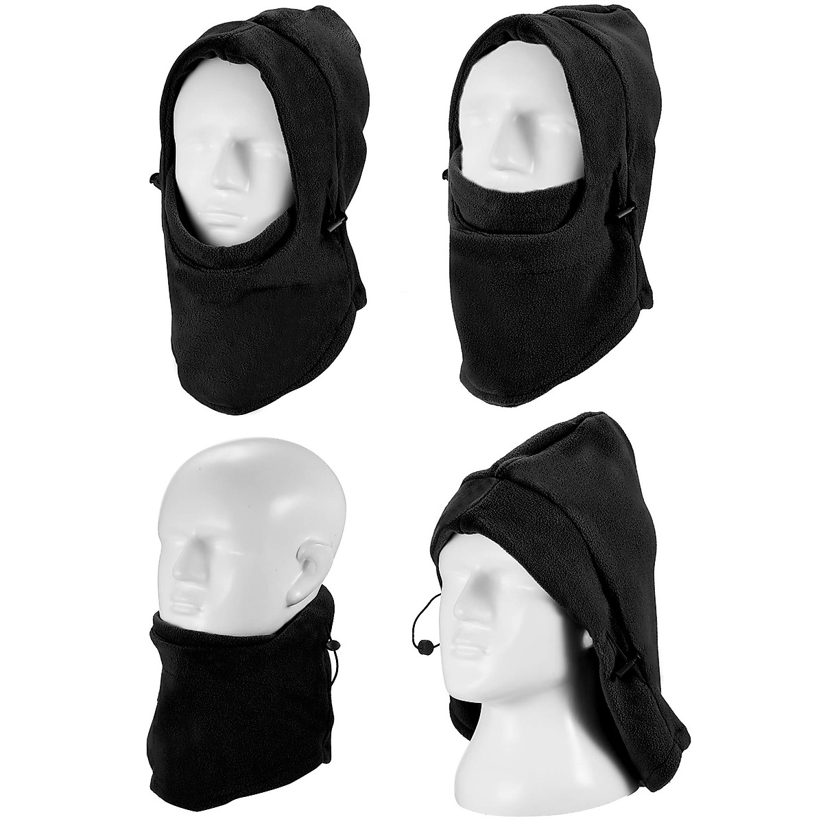 4 Pieces Kids Balaclava Hat Fleece Winter Ski Mask Double Warmer Face Cap (Black, Red, Grey, Blue)