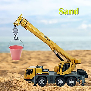 Qcar Mobile Crane Truck Construction Vehicles Toys,1:50 Scale Diecast Site Auto Crane, Toy Trucks for Kids 8,9,10,11,12 Year Old and up