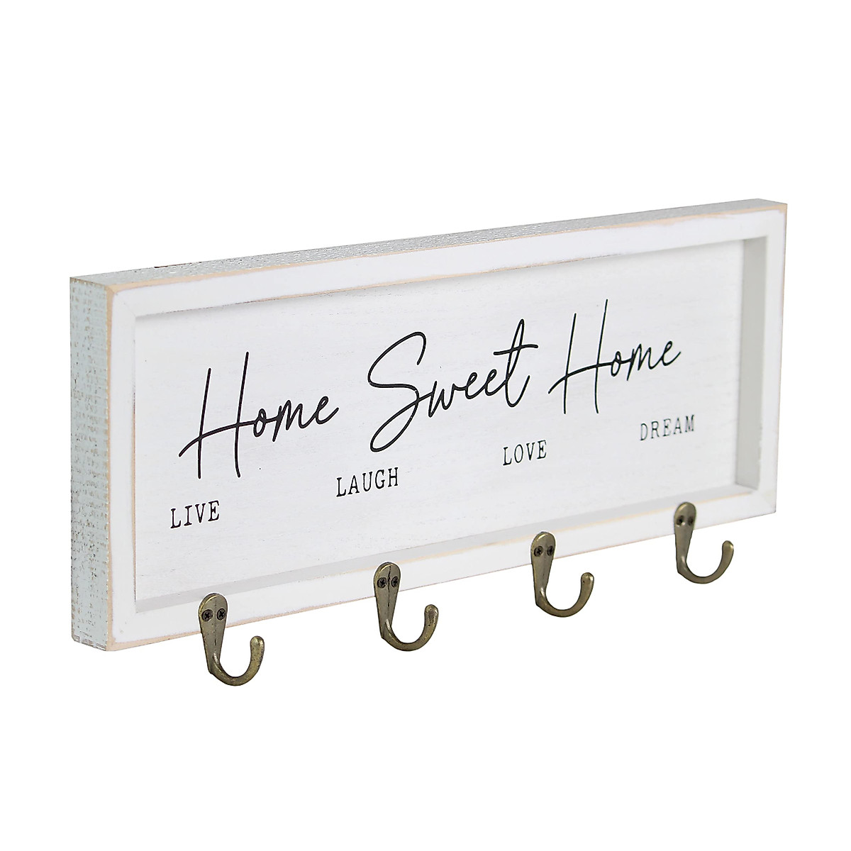 Windy Hill Collection 15" x 8" x 2" Home Sweet Home White 4 Hooks Holder Rack Wall Mounted Sign 107140