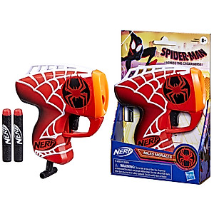 Nerf Spider-Man: Across The Spider-Verse, Miles Morales MicroShots Dart Blaster, Movie Inspired Design, 2 Elite Darts