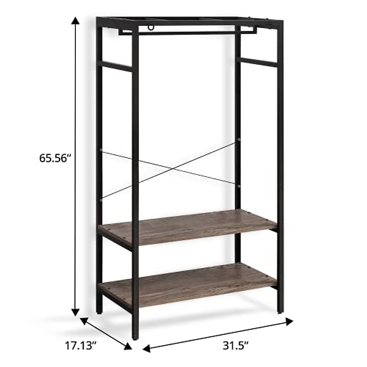 Gssimeal Closet Rack, 2 Tiers Heavy Duty Clothes Rack Garment Rack Freestanding Closet Large Wardrobe Bedroom Hanging Clothes Rack,Black