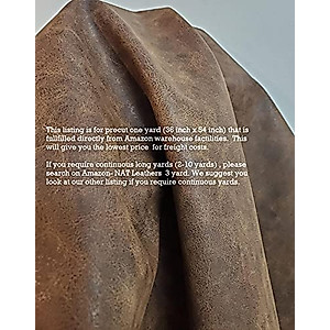 NAT Leathers | Brown Distressed 2 Tone Oily Faux Vegan Leather PU {Peta Approved Vegan} | 1 Yard 36 inch x 54 inch Cut by Yard Pleather 0.9 mm Upholstery | Brown Crazy Horse Distress 36"X54"