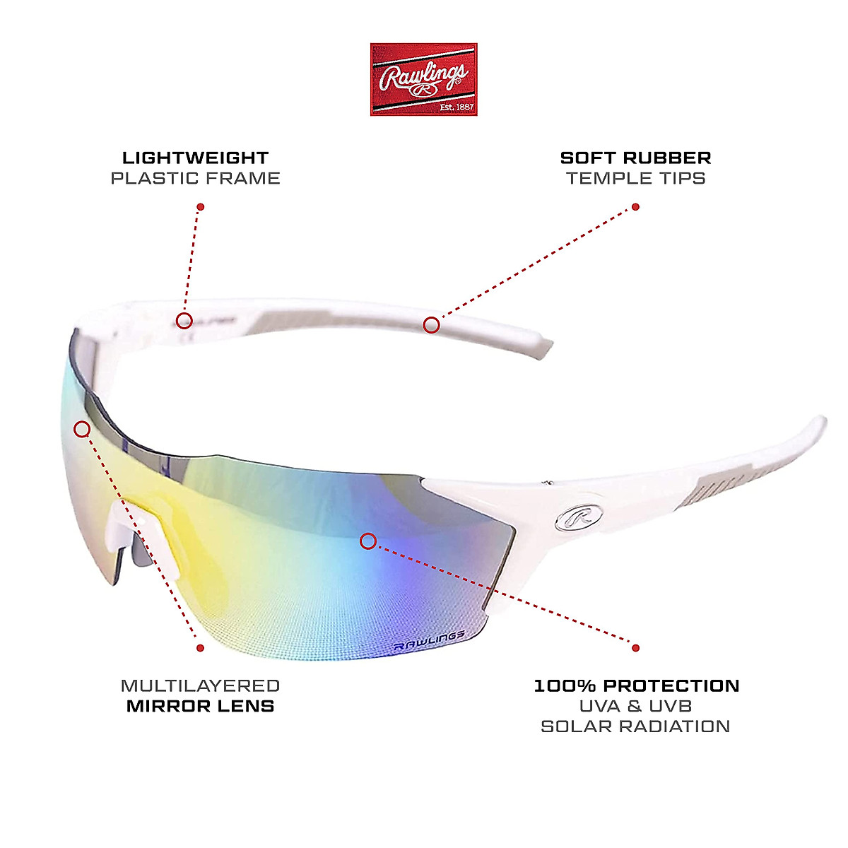 Rawlings Sporting Goods Rawlings 1801 Sunglasses White/Blue