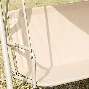 Outsunny 3-Seat Patio Swing Chair, Outdoor Canopy Swing Glider with Removable Cushion, Adjustable Shade and Weather Resistant Steel Frame, for Porch, Garden, Poolside, Backyard, Brown