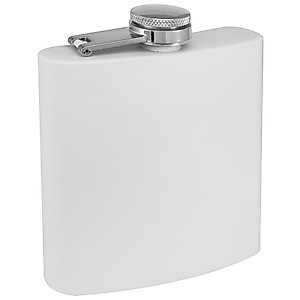 6 oz Stainless Steel Hip Flask with Funnel for Men & Women, Powder Coated Flask Gift Sets for Groomsmen, Bridesmaids, Wedding Party Whiskey Flask for Liquor, by Clear Water Home Goods, Matte White