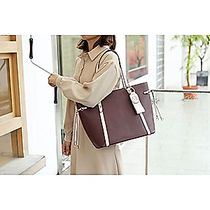 MKF Collection Tote Bag for Women Wristlet Wallet Purse & Detachable Key-Ring Set, Top-Handle Satchel Shoulder Handbag Charcoal