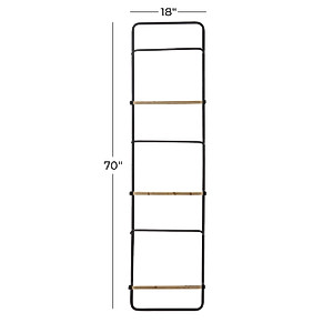 Deco 79 Metal Wall Mounted 6 Rack Magazine Rack Holder, 18" x 4" x 70", Black