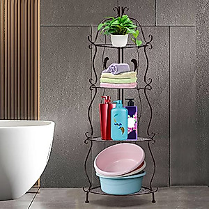 WANLECY 4 Layers Corner Shelf Stand, Metal Corner Bathroom Shelf Freestanding Toilet Bedroom Multi-Storey Shelf, Multipurpose Space Saving Storage Rack for Living Room, Kitchen, Bathroom