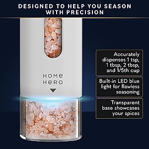 Electric Salt and Pepper Grinder Set - Automatic Salt and Pepper Grinder Set Rechargeable - Light Up Electronic Salt and Pepper Shakers with LED Light, Electric Pepper Grinder & Salt Grinder, Set of 2