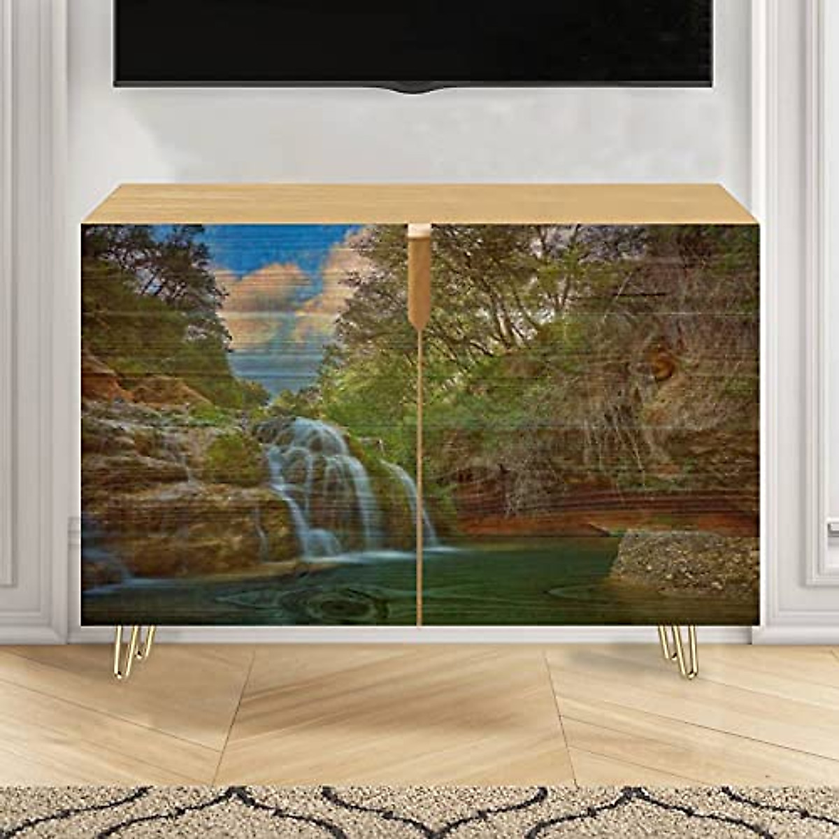 EINGDVPRWEK Vinalopo River The Toll Blau in The Sierra Mariola Wooden Door Accent Cabinet 2 Doors Storage Table Bar Cabinet TV Stand Entryway Cabinet Sideboard for Kitchen Living Room Hallway