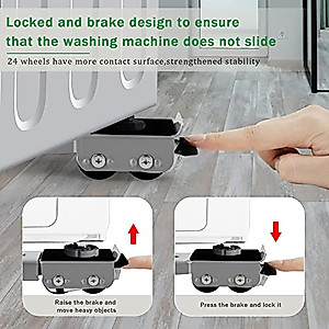 Lilithye Heavy Duty Appliance Rollers Pair Move Tools Expandable Adjustable Steel Appliance Trolley Furniture Mover for Washer Dryer Refrigerator (Grey)