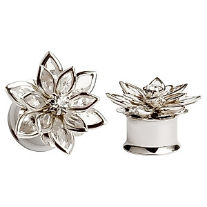 KUBOOZ Fashion Colorful Dream Flower Elegant Ear Plugs Tunnels Gauges Stretcher Piercings Jewelry