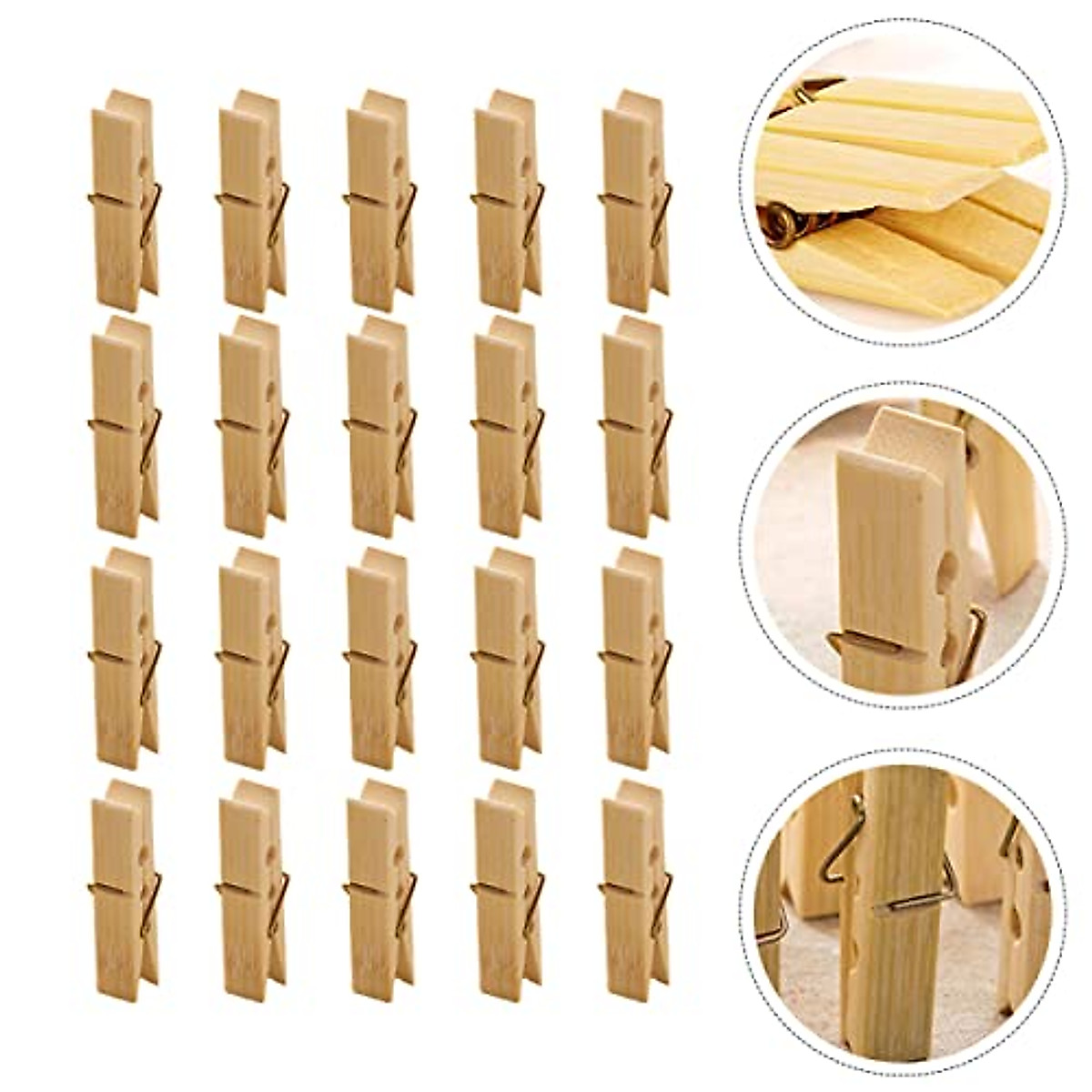 120pcs Practical Quilt Wood Houseware Clothespin, Clothesline Snack Bamboo Paper Clothespins, with Cm, Drying Multi Pegs Duty Crafts, Photo Organizer Food Hardwood Non Portable