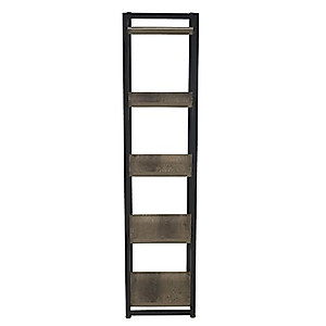 Household Essentials 5 Tier Storage Tower Metal, Grey Shelf – Black Frame, Ashwood