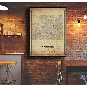 Wyoming Map Print Wyoming Map USA Map Art Wyoming City Road Map Poster Vintage Gift Map