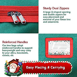 NVRGIUP Large Christmas Tree Storage Bag, Fits Up to 7.5 ft Artificial Disassembled Trees with Durable Handles, Sleek Dual Zipper & Tag Card, Waterproof Tear-proof Holiday Xmas Bags Box for Years Use