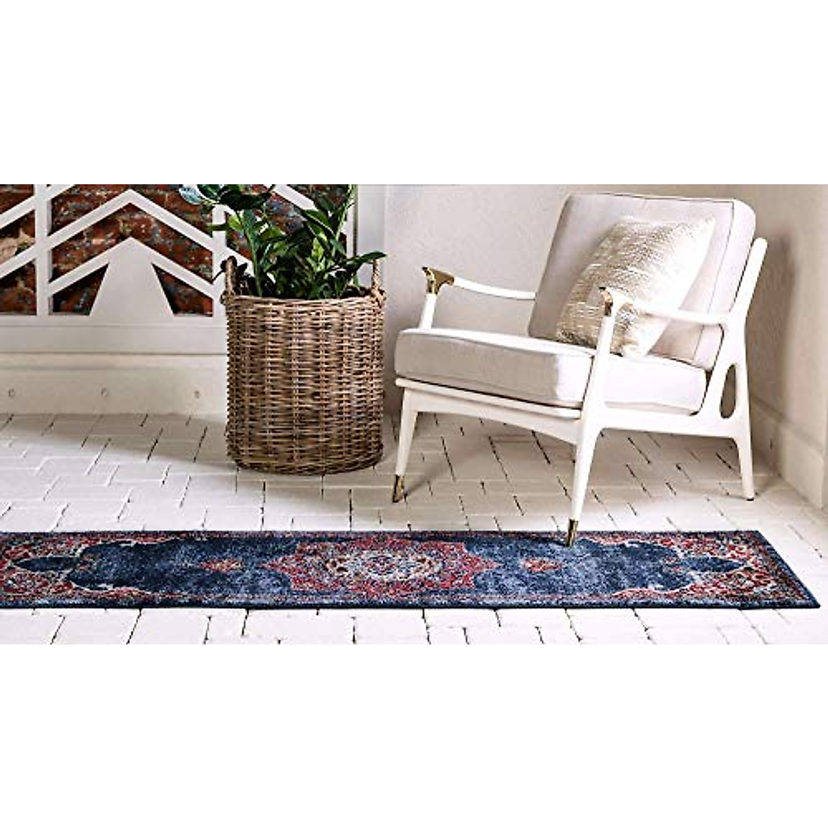 Unique Loom Utopia Collection Traditional Classic Vintage Inspired Area Rug with Warm Hues, 2 ft 7 in x 10 ft, Navy Blue/Burgundy