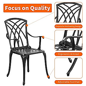 Withniture Outdoor 3 Piece Bistro Set Cast Aluminum Bistro Table and Chairs Set of 2, All Weather Bistro Patio Set, Patio Furniture for Garden Black