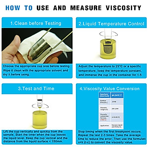 Viscosity Cup No. 4 Zahn Cup, 4 Viscometer Dip Type 44ml Viscosity Cup for Paint Sprayer, Stainless Steel Flow Cup for Oil Paint Finishes Honey Sauce