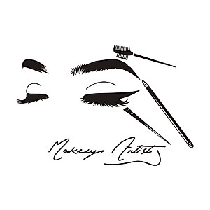 Makeyes Beauty Salon Baber Wall Decals Beauty Face Art Design Sticker Home Room Decor Wall Decal Babershop Women Makeup Vinyl Decoration YMX52 (Black, 42X28CM)