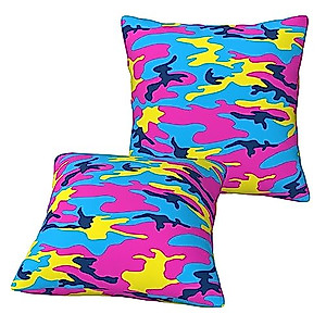 AFHYZY Camo Throw Pillow Covers Set of 2 Soft Pillow Case Protectors with Zipper Standard Size Pillowcase Covers Home Decor Couch Pillows 18"x18"