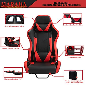 Supllueer Racing Seats Double Slide Rails Universal Racing Seats with Neck Waist Pillows fit Racing Simulator Cockpit Stand,Backrest 170 ° Ergonomic Adjustment,NO Stand