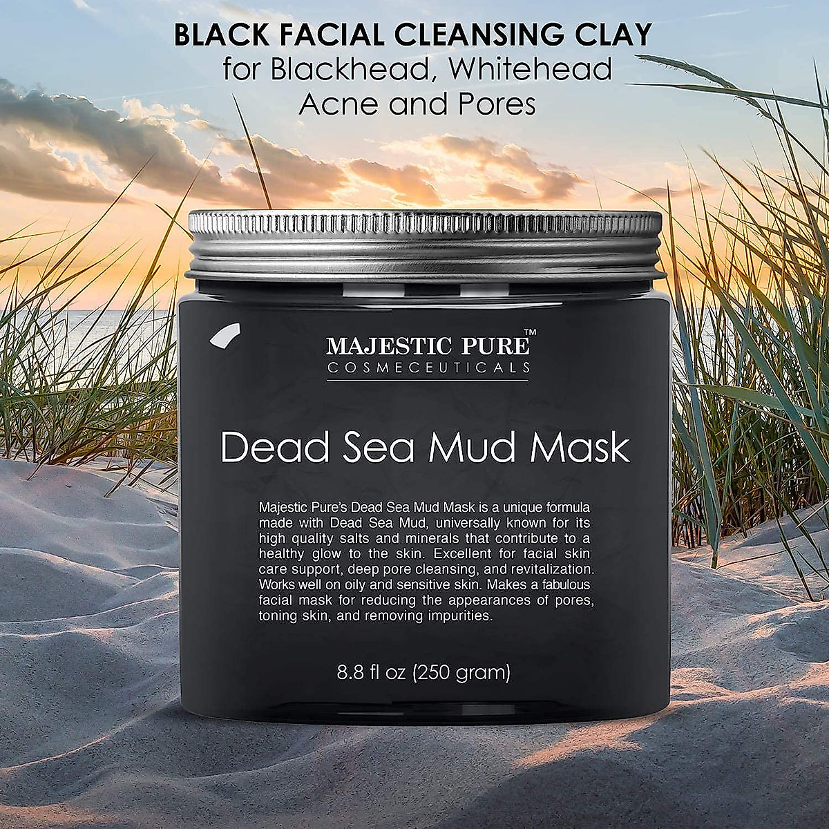 MAJESTIC PURE Dead Sea Mud Mask and Himalayan Clay Mask Bundle – Natural Skin and Face Care for Women and Men